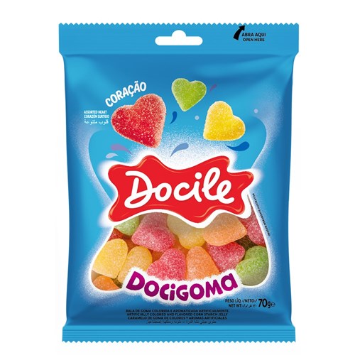 Bala De Goma Docile Docigoma Coração 70G é aqui na Arasuper